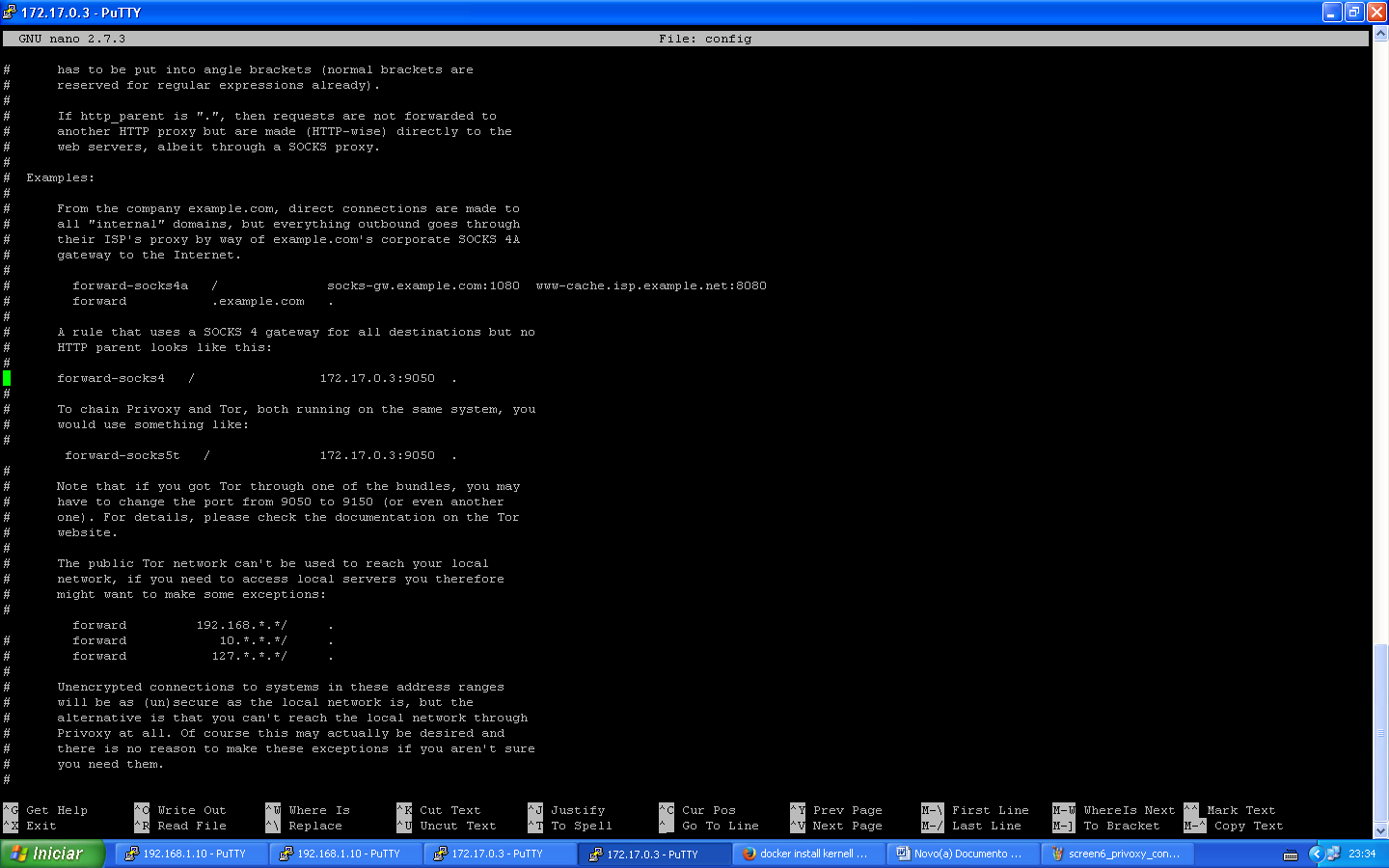 Netfilter: Instalação do Tor + Privoxy, em um container Docker