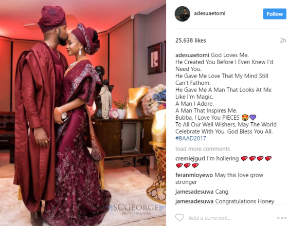 Bubba, I Love You Pieces - Adesua Etomi writes her fiance Banky W ...