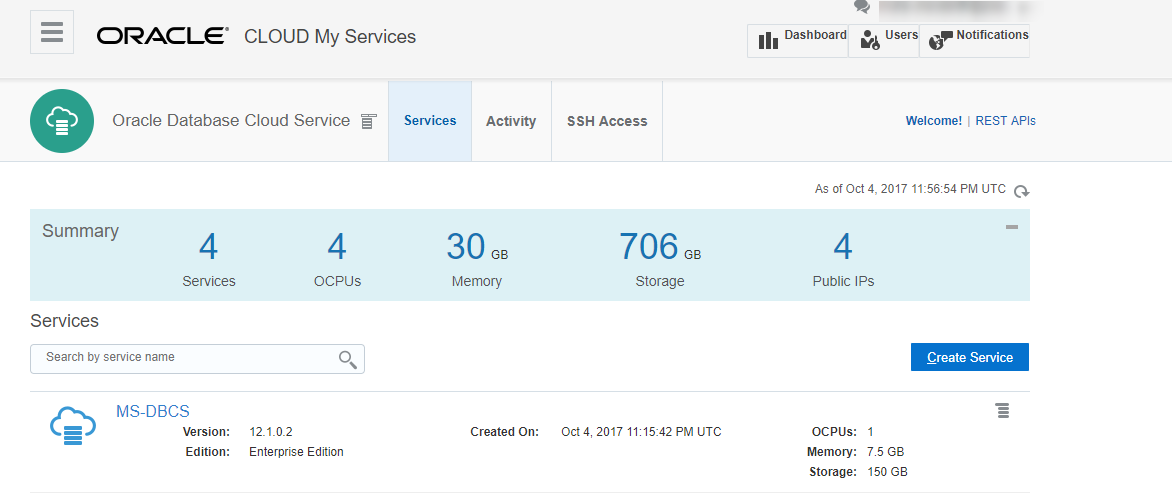 Cloud@Cloud: Create Database Cloud Service (DBCS) using Oracle Cloud ...