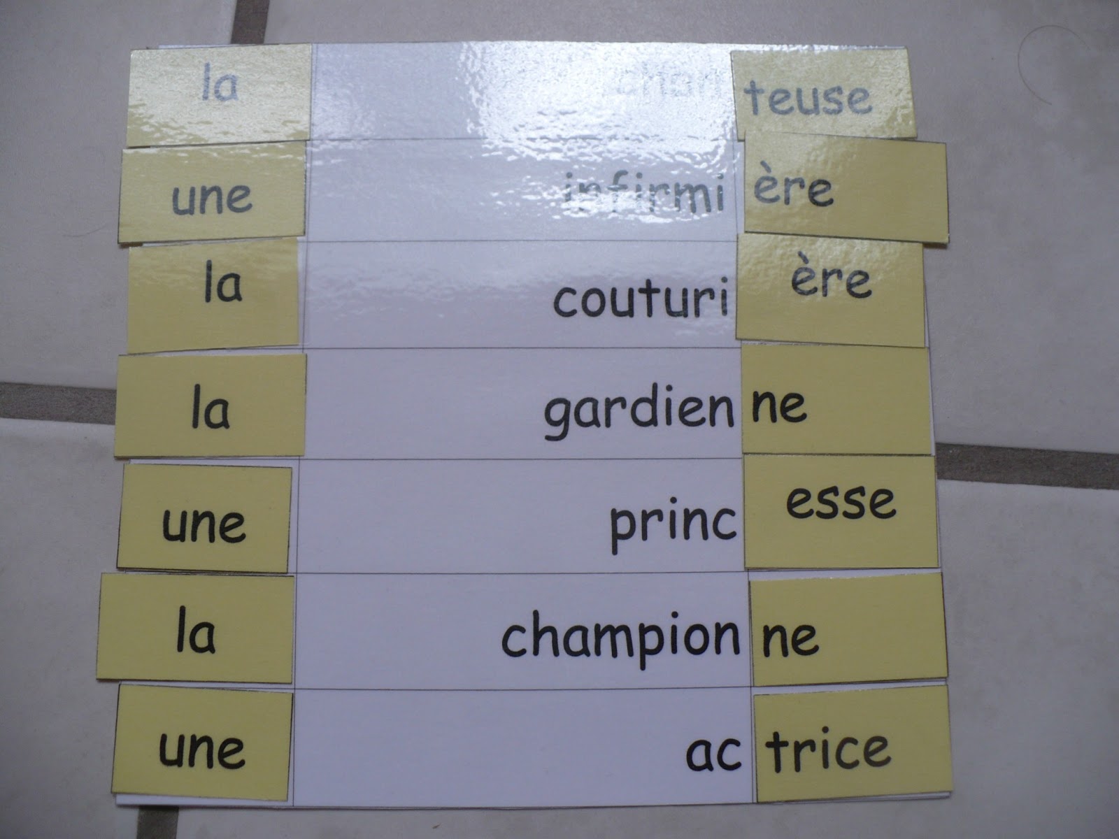 L'école des amours: Masculin-féminin + Singulier-pluriel