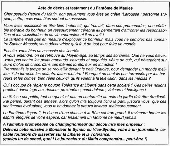 L'ECRIN SONIQUE: LE LOYON SERAIT MORT
