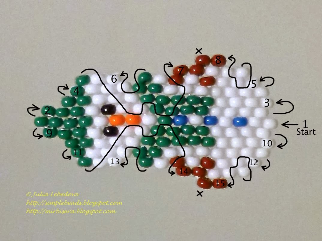 Beading for the very beginners: Snowman in brick stitch