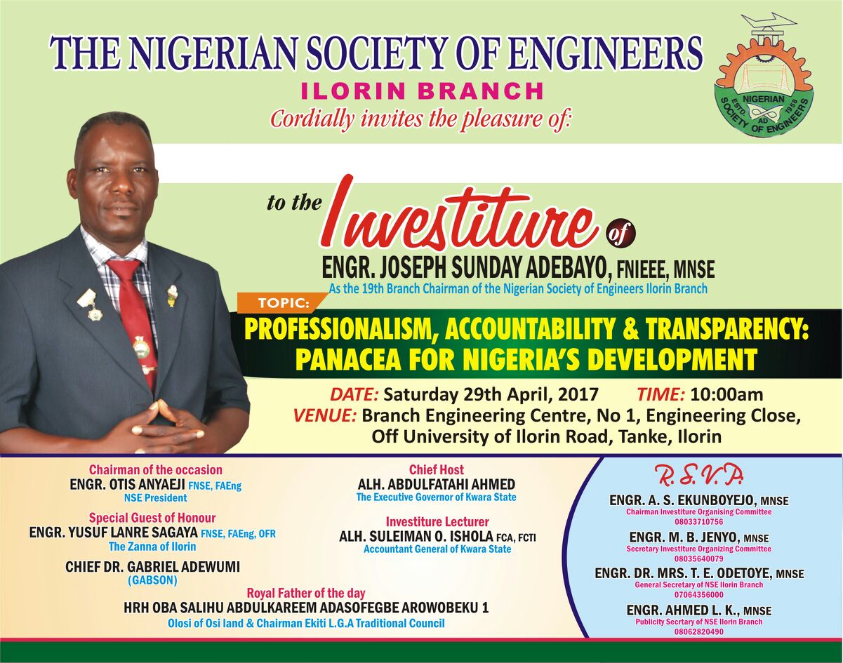 For NSE Ilorin Branch, it is a New Era as Engr Adebayo Joseph Set to ...