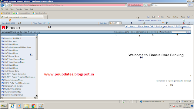 Finacle Training Lesson 3 [On Screen Elements] - India Post Updates