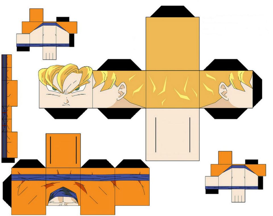 Bonecos de Papel: goku super sayajin 1