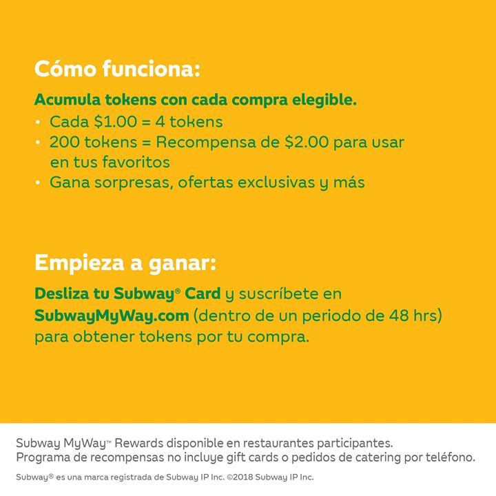 Ahorros Diarios Usando Cupones: Subway My Way Rewards