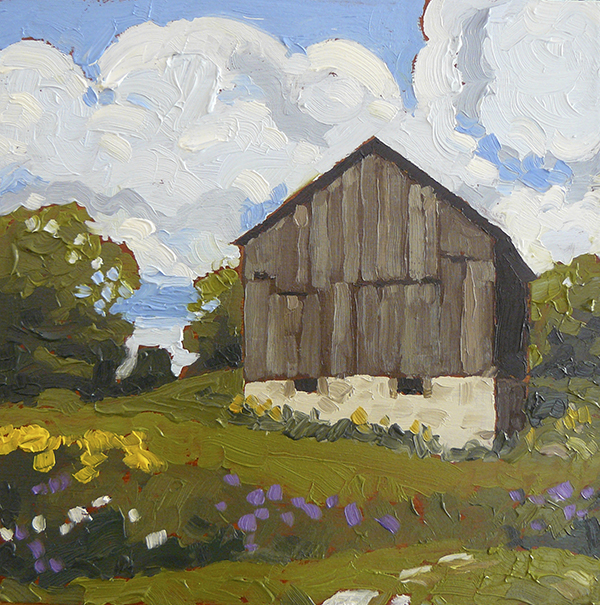 Oil Paintings by Barbara Pearn: Village Barn - Landscape Oil Painting