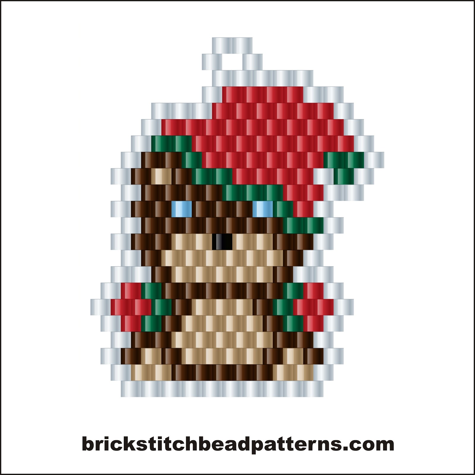 Brick Stitch Bead Patterns Journal: Small Christmas Teddy Bear Free ...