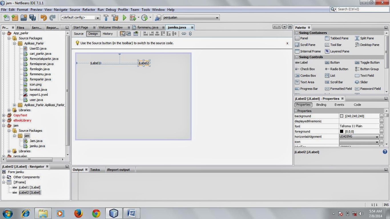 Membuat tanggal dan jam di Jlabel pada java di netbeans - Hakko Blog's