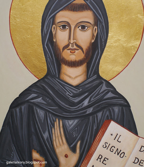 Ikona św. Franciszek z Asyżu. Powstała wg najstarszego wizerunku.