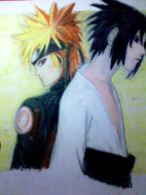 BELAJAR MEMADUKAN WARNA ,lukisan NARUTO