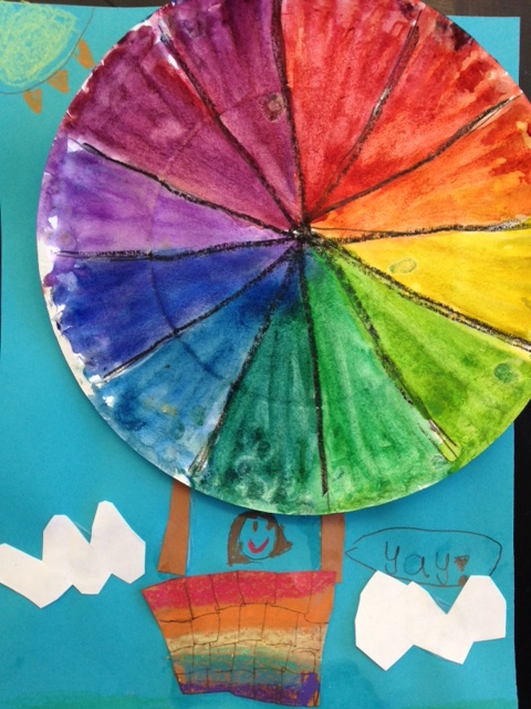 Center School Art: Color Wheel Hot-Air Balloons by Grade 2