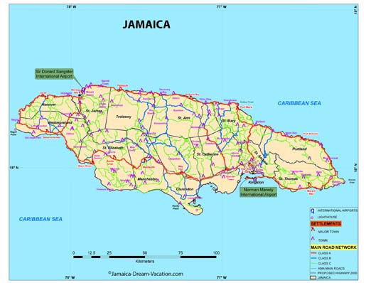 JAMAICA - GEOGRAPHICAL MAPS OF JAMAICA