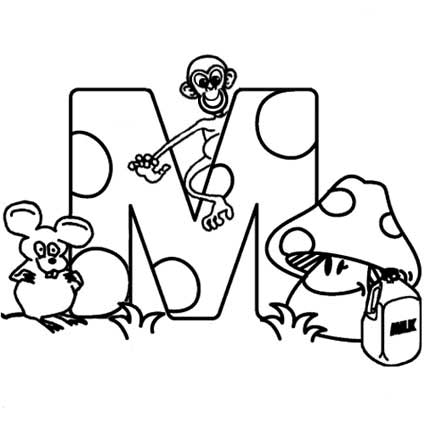 Desenhos - Letra M - Colorir e pintar - QDB