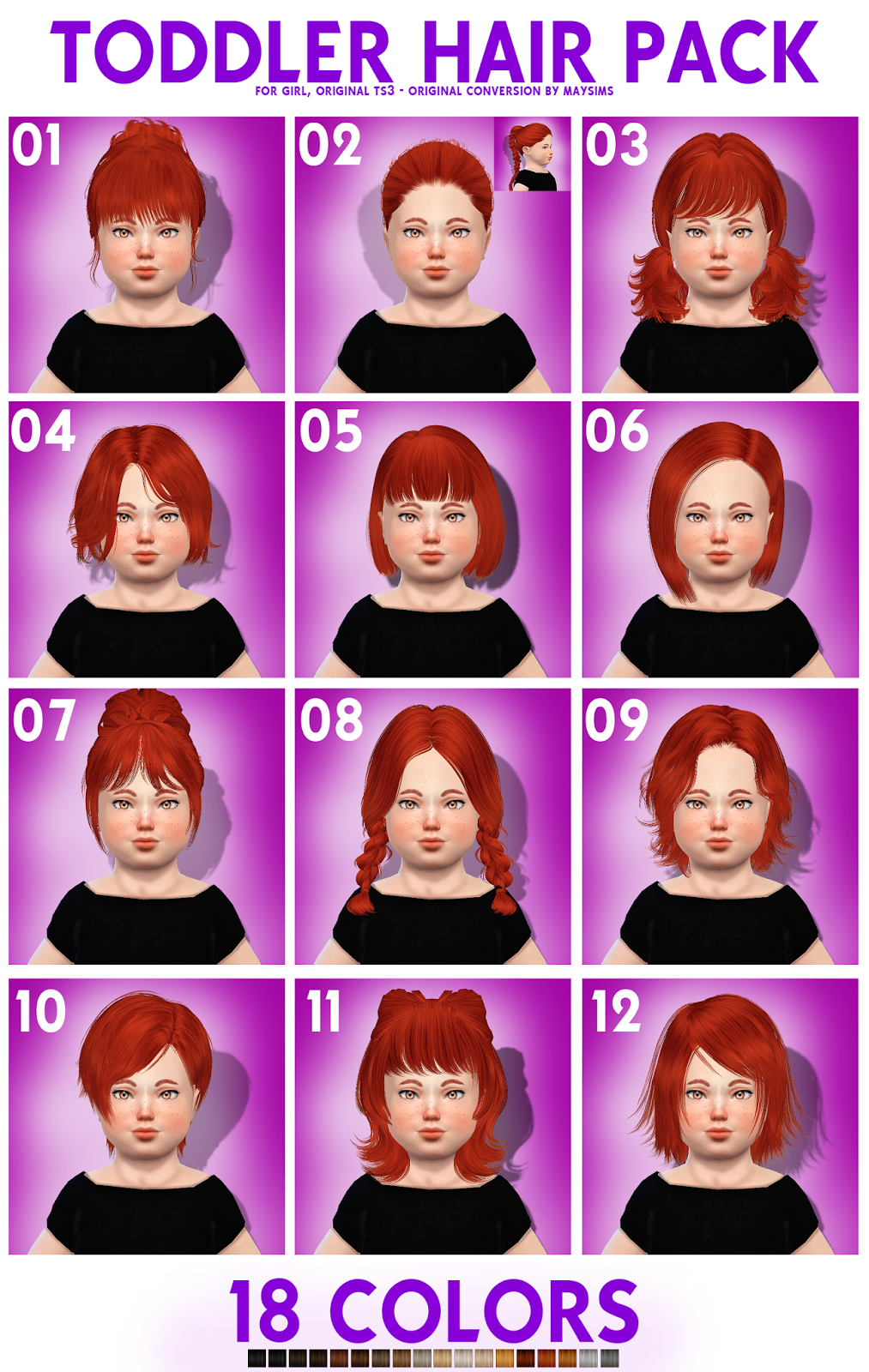 TODDLER GIRL HAIR PACK REDHEADSIMS CC toddler-girl-hair-pack-redheadsims-cc