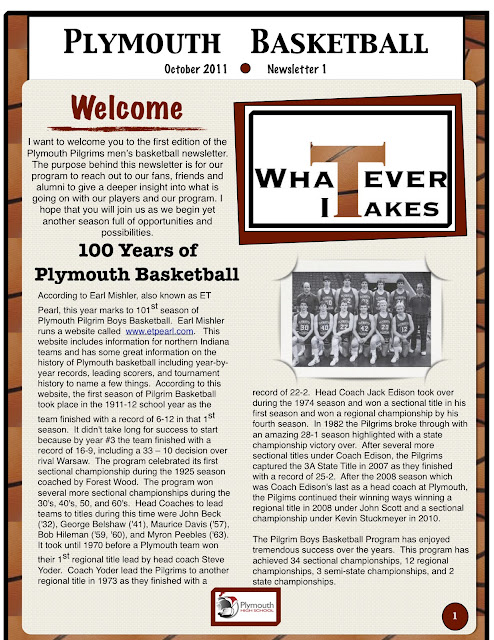 Plymouth Alumni Association: PHS Basketball Newsletter - October 2011