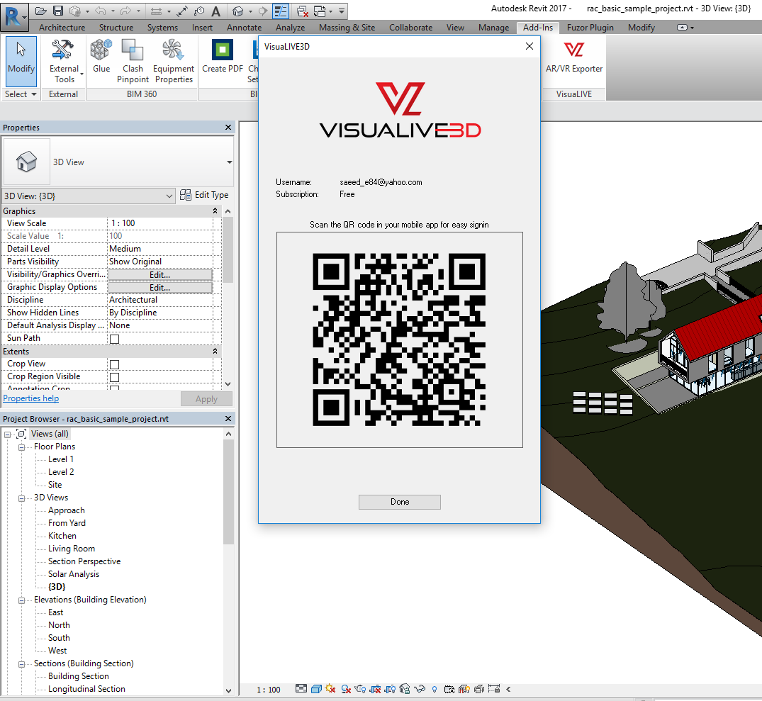 Revit Add-Ons: Visualive3D – Export 3D Models to Many AR/VR Platforms