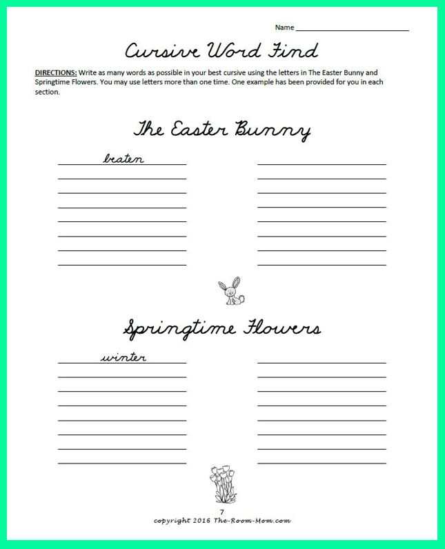 Easter Cursive Practice - Classroom Freebies