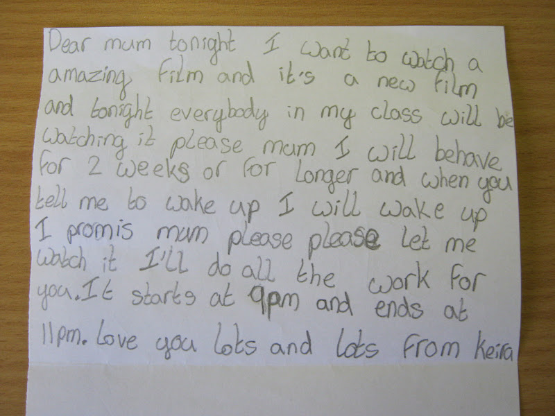 Year 4 blog: Persuasive letters - notes under the door