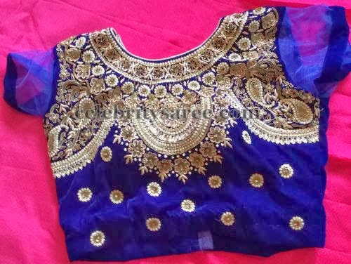 Blue Crystal Thread Work Blouses - Saree Blouse Patterns