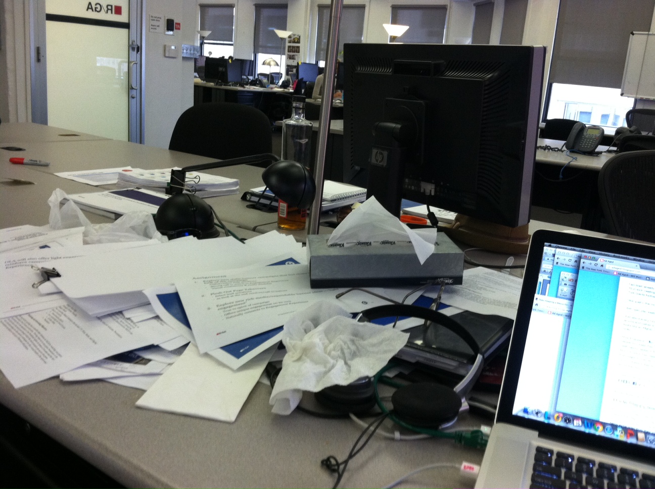 Ad Aged: A messy desk.