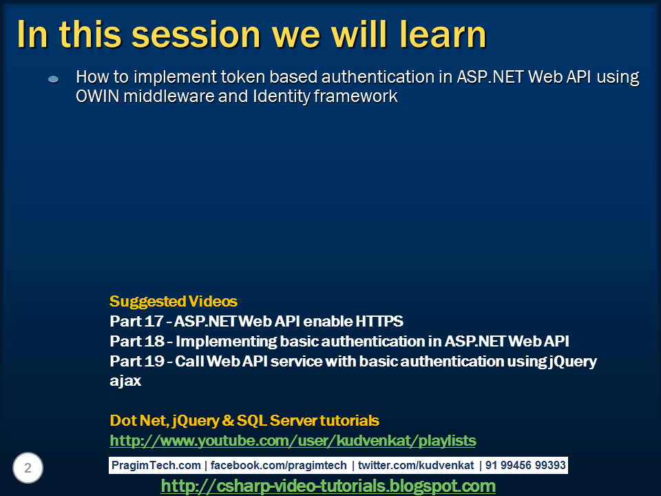 Sql Server Net And C Video Tutorial Aspnet Web Api Token Authentication