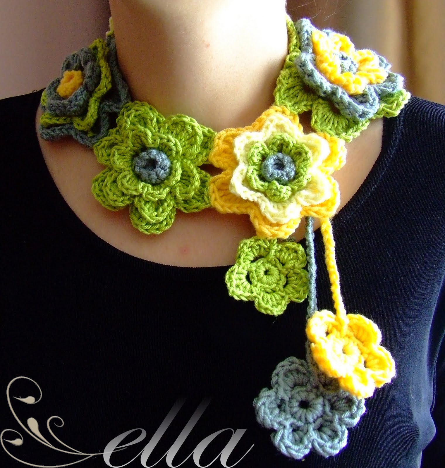 Ella's Place: Colier croşetat "Flori de Toamnă"