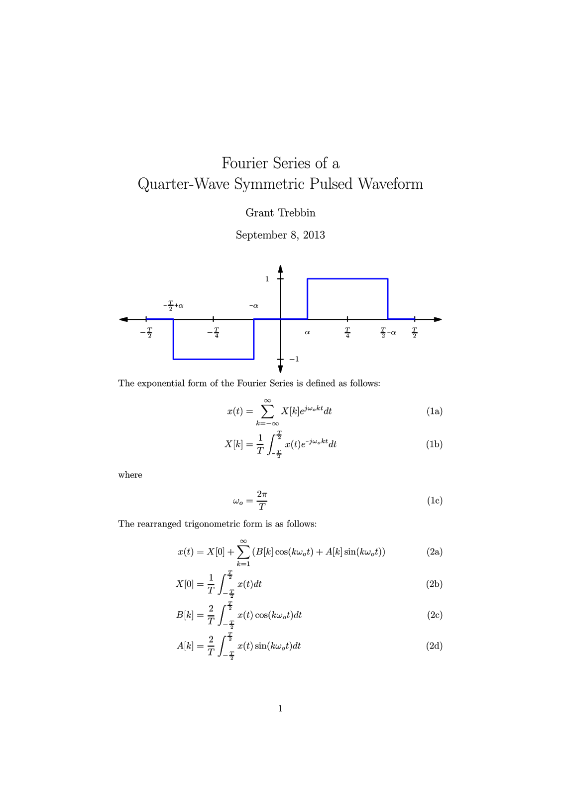Grant Trebbin: Fourier Series of a Quarter-Wave Symmetric Pulsed Waveform