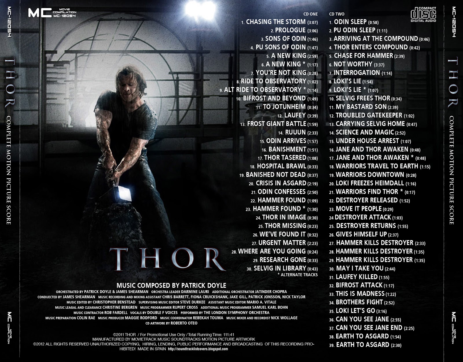 Soundtrack List Covers: Thor Complete (Patrick Doyle)