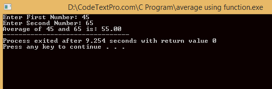 C Program To Find The Average Of Two Numbers How To Find Average Of