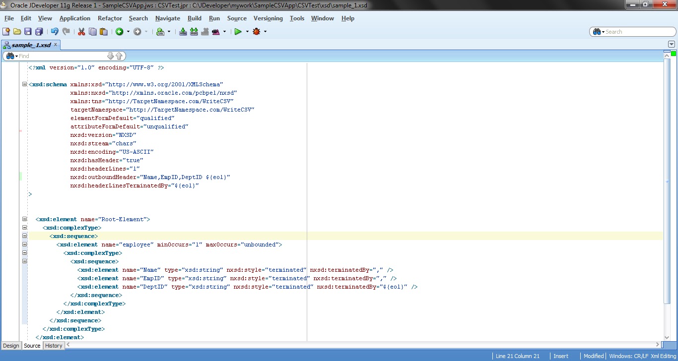 Oracle SOA, BPEL,BPM: Generating .csv file using FileAdapter in Oracle SOA 11g