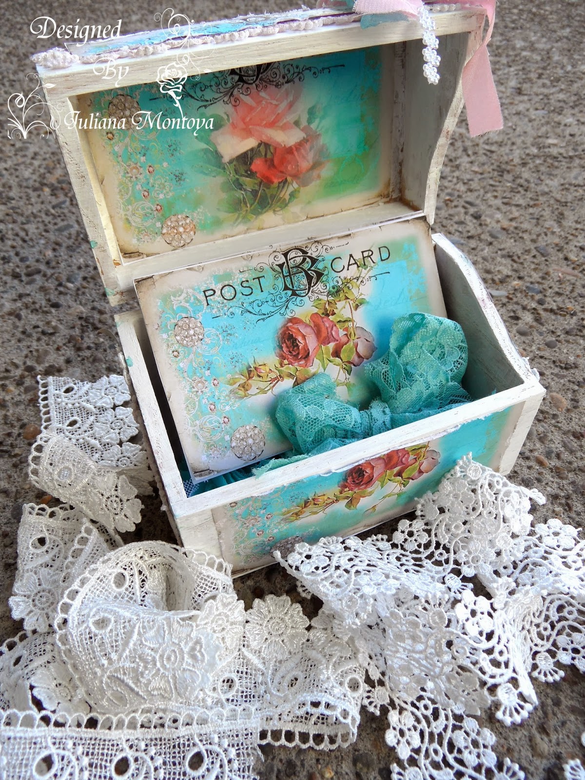 ShabbyChicJCouture : Roses Post Card Box