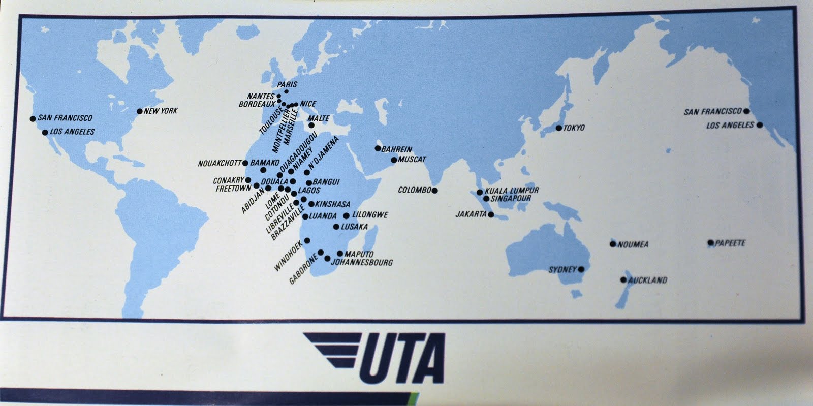 The Timetablist: UTA French Airlines: Worldwide Network, 1989