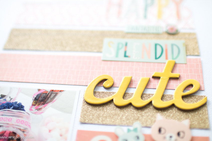 Cute - a layout with a lot of word stickers - V-tyylillä