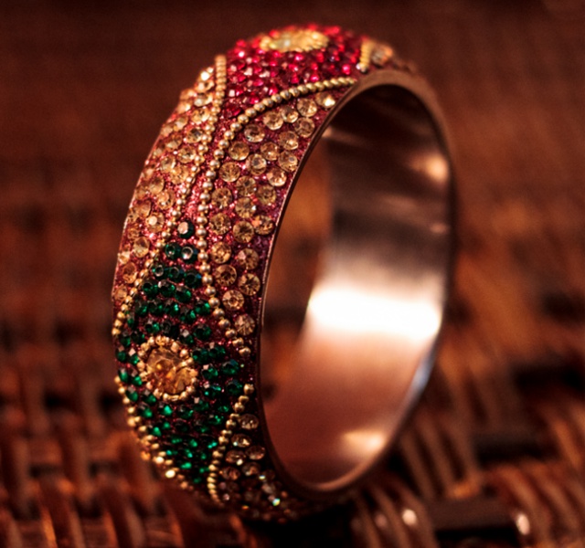 Crystal bangles perfectly embellished with green and red crystal stones
