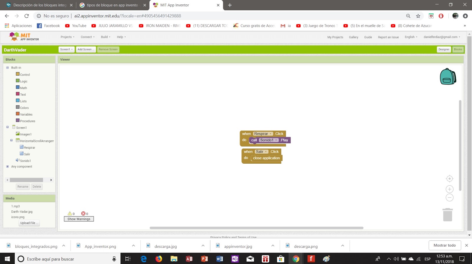 Actividades Técnico Sistemas Daniel Fernando Diaz Cristiano: App Inventor