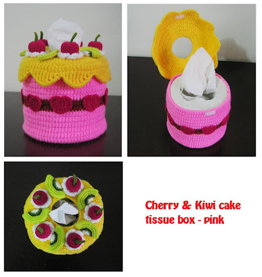 Welcome to TdcCrafts !: Cherry & kiwi cake tissue box - pink