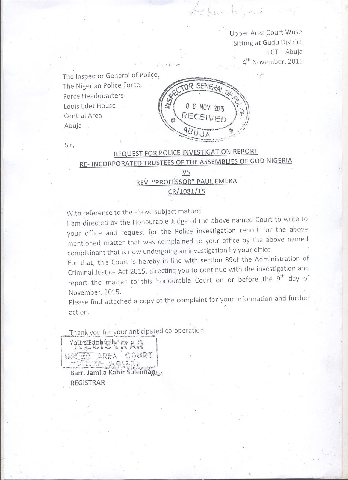 Documents Shows The Nigerian Police Received The Order For Paul Emeka documents-shows-the-nigerian-police-received-the-order-for-paul-emeka