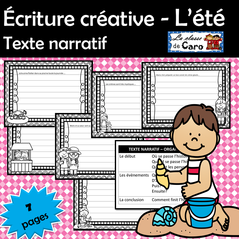 la classe de caro.: Écriture créative - Thème été - 7 fiches