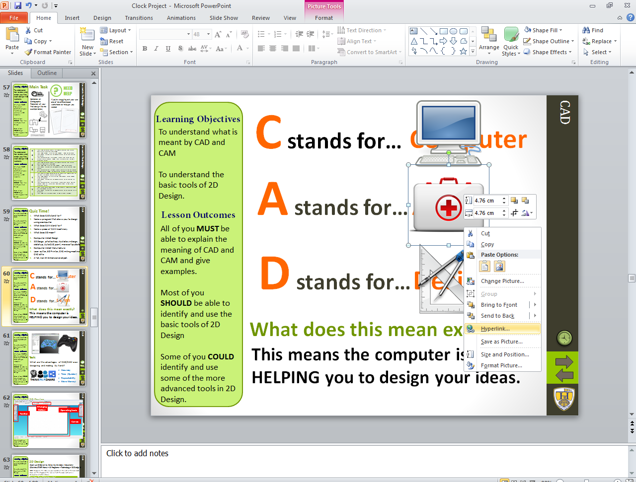 Hyperlinking in Powerpoint