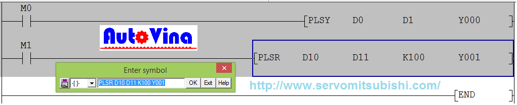 Lập trình PLC Mitsubishi phát xung điều khiển Servo | Đại lý bán Servo PLC HMI