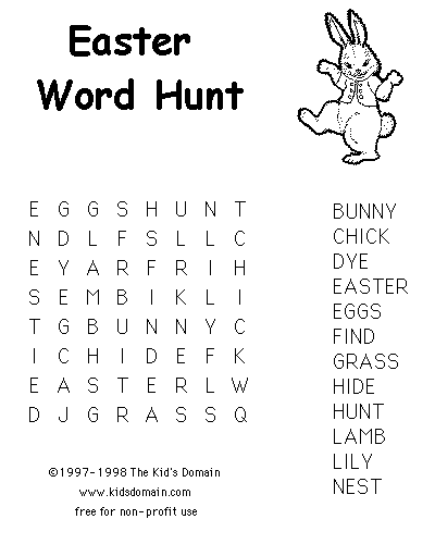 7 Fun Easter Wordsearch for kids