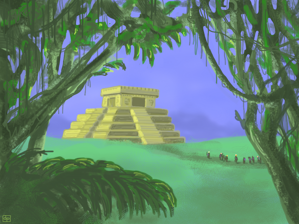 Les dessins de Daniel: Un temple maya - A Mayan Temple