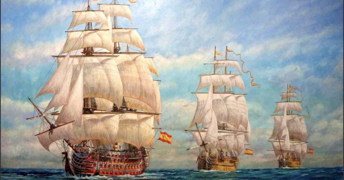 Pintura Militar y Naval: Navío Santísima Trinidad navegando en línea