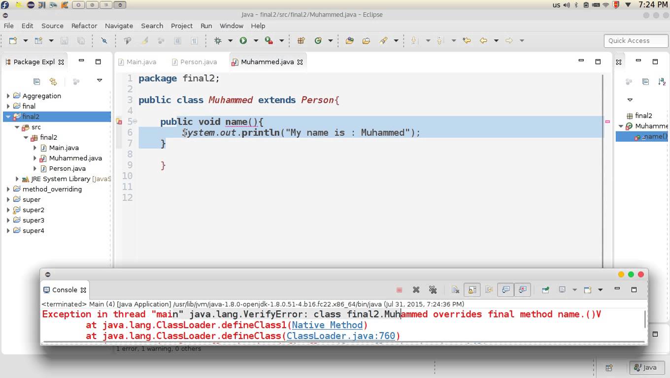 125 Java Final keyword with method كلمة نهائي مع الدوال جافا | كورسات ...