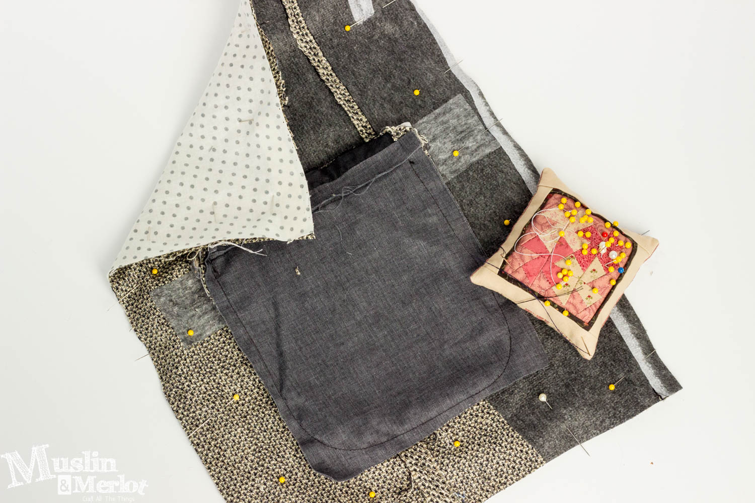 Upcycled Pocket Phone Storage! - Muslin and Merlot