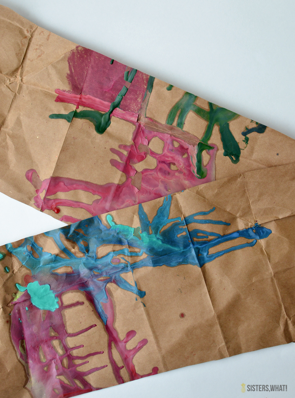 DIY wrapping paper with Melted Crayons - Sisters, What!