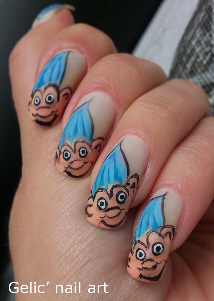 Gelic' nail art: 31DC2013 Day 29; Troll doll nail art