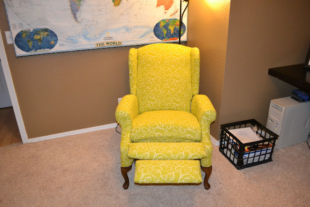What Catie Did: Reupholstered Wingback Recliner