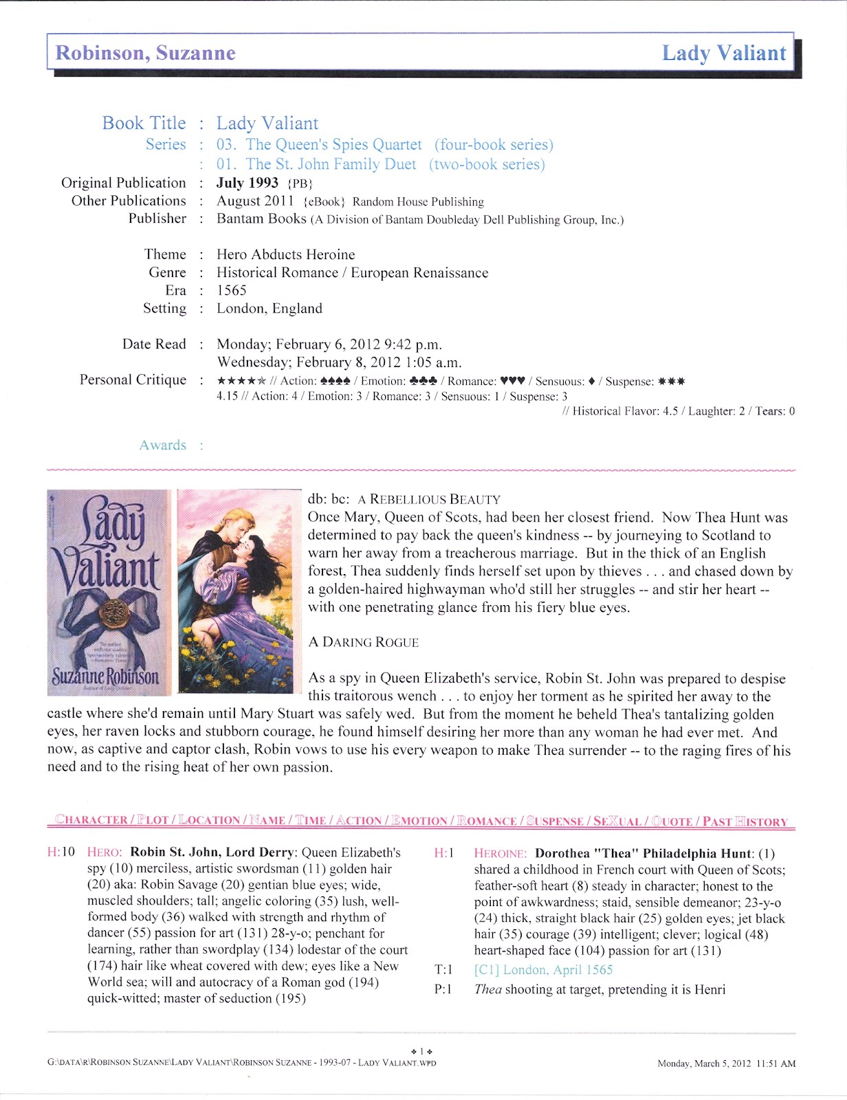 Wolf Bear Does Books: Suzanne Robinson -- Lady Valiant